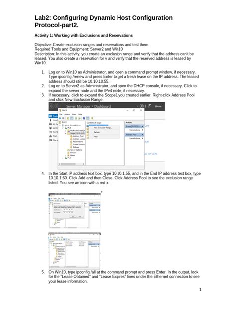 Lab2 Configuring Dynamic Host Configuration Protocol V2 Part2 Pdf Ip Address Computing