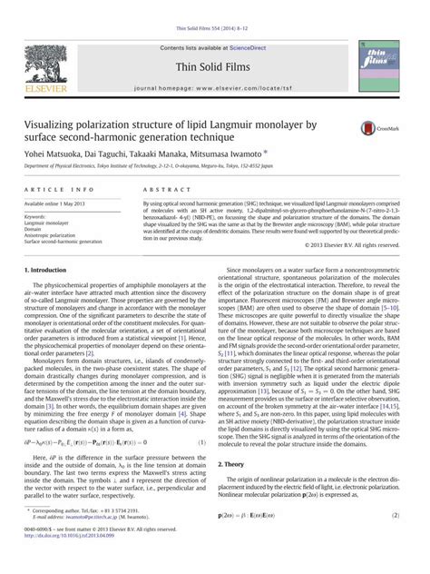 PDF Visualizing Polarization Structure Of Lipid Langmuir Monolayer By