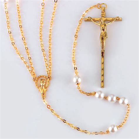 36in Wedding Lasso Rosary Wpearl Beads St Patricks Guild