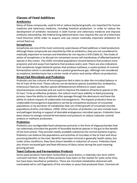 Classes Of Feed Additives Pdf Probiotic Microorganism