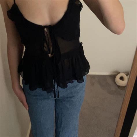 Black Mesh Top With Lace Upglassons Worn Once Depop