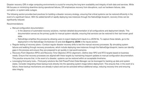 Disaster Recovery Configuration And Operational Guidance Dell