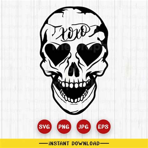 Heart Eyes Skull Svg Etsy