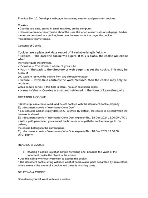 css practical no 10 pdf cookie computer programming