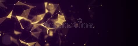 Abstract Geometric Background With Connecting Gold Points And Lines