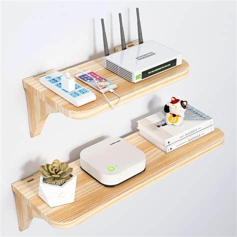 Solid Wood Router Storage Rack Wall Mounted Storage Rack Wall Mounted