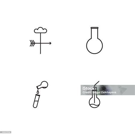 Ensemble Dicônes Linéaire Science Icônes Vectorielles Contour Simple