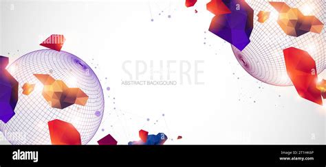 Abstract Sphere Background With Plexus Effect 3D Surface Stock Vector