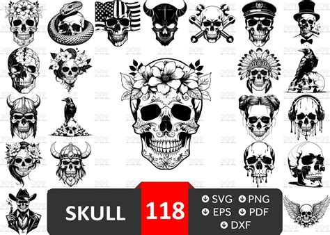 Skull Svg Bundle Skull Svg Png Skull Head Svg Girl Skull Svg Skull