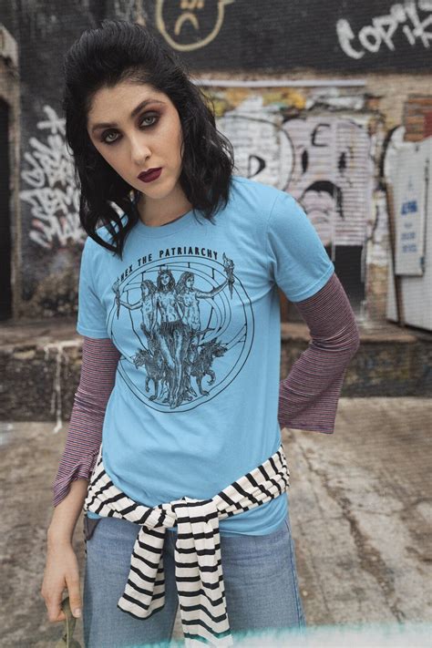 Hex The Patriarchy Vintage Shirt Naked Witches Wolves Lesbian Goth Tee Camisas Feministas De