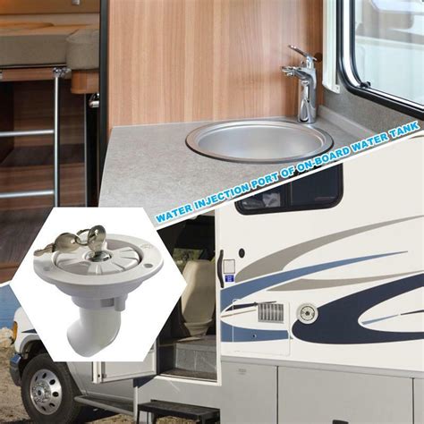 중력 캠핑카 물 주입구 해치 중력 담수 주입구 잠금 가능한 누출 방지 물 필러 Rv용 키 2 개 기타 차량 부품 및 액세서리