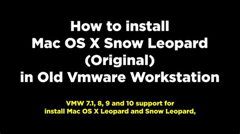 how to install mac os x snow leopard on vmware youtube