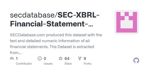 Github Secdatabasesec Xbrl Financial Statement Dataset Secdatabase