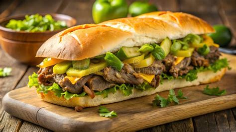 A Delicious Mexican Torta Sandwich With Carne Asada Lettuce Green
