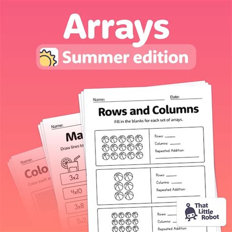 Summer Arrays Worksheets Nd Grade Summer Math Rd Grade