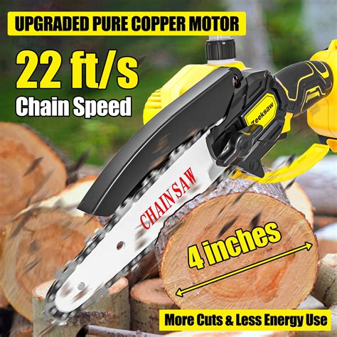 Zeeksaw Mini Chainsaw Cordless Battery Powered Upgraded 4 In Handheld Portable