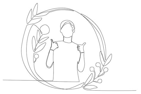 Premium Vector A Man In A Floral Frame Gave An Okay Pose With Both
