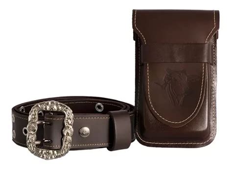 Kit Unissex Country Muladeiro Cinto Bainha Celular Couro Parcelamento Sem Juros
