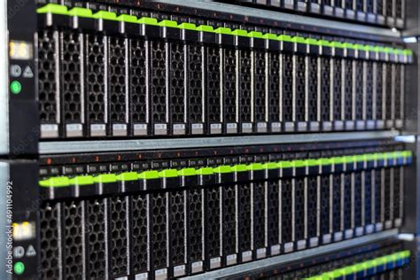 Disk Arrays In A Data Center Cabinet Stock Photo Adobe Stock