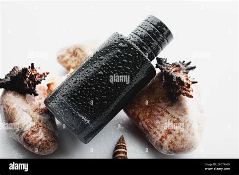 Perfume Concept With Sea Notes Frosted Glass Perfume Bottle With Sea