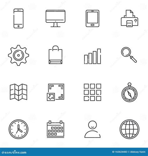 Essentials Line Icons Set Stock Vector Illustration Of Essentials 163624483