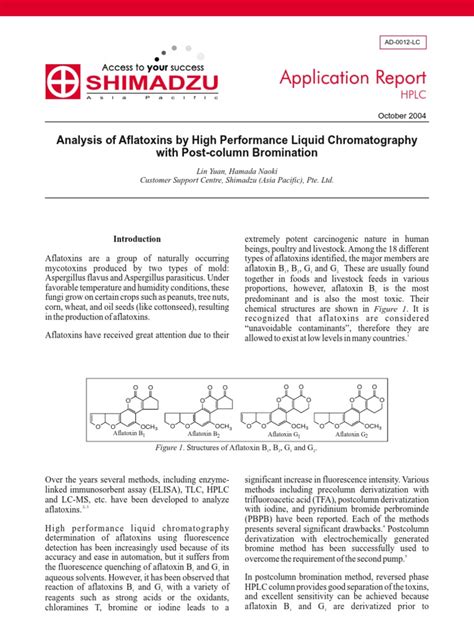 Ad0012lc Post Column Derivatization Aflatoxin Pdf High Performance