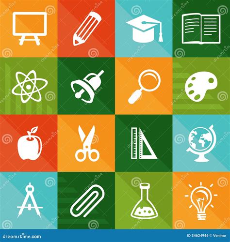 Vector Flat Icons Education And Science Stock Vector Illustration