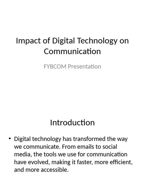 Detailed Digital Technology Impact On Communication Fybcom Pdf