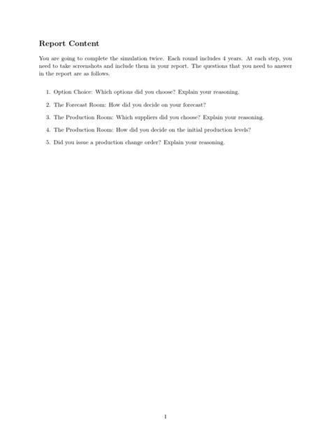 Global Supply Chain Management Simulation Report Content Pdf
