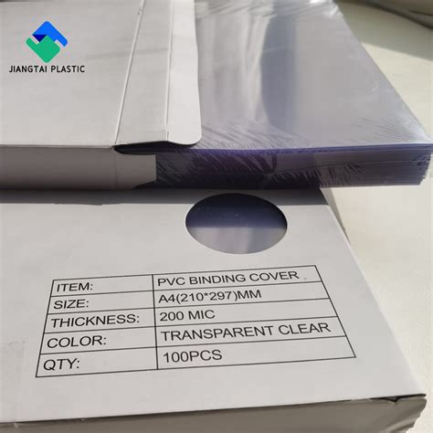Jiangtai A Size Transparent Hard PVC Binding Cover Plastic Sheet Transparent PVC Sheet And A