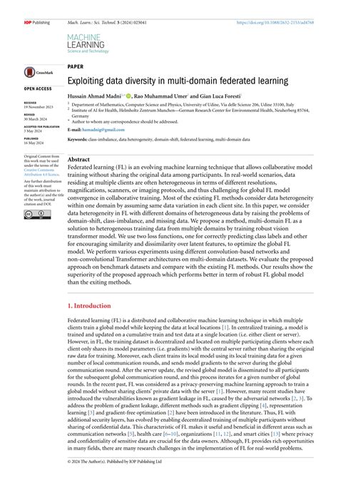 Pdf Exploiting Data Diversity In Multi Domain Federated Learning