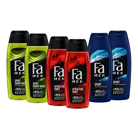 Fa Men Żel pod Prysznic Sport Formuła 2w1 dla Mężczyzn Zestaw 400ml x 6