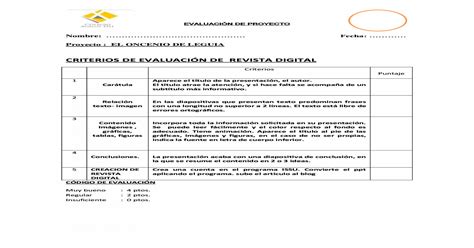 Lista De Cotejo De Revista Digital Pdf Document