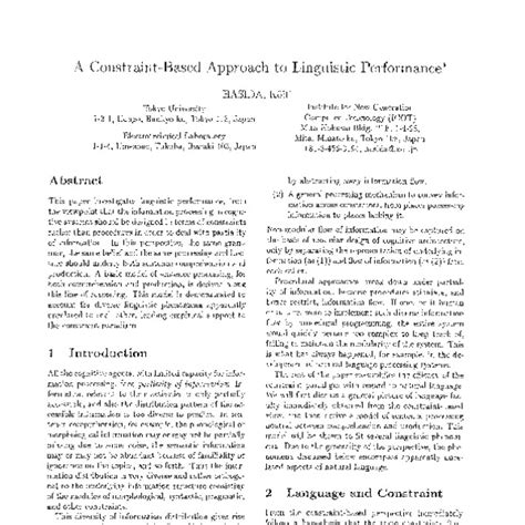 A Constraint Based Approach To Linguistic Performance Acl Anthology