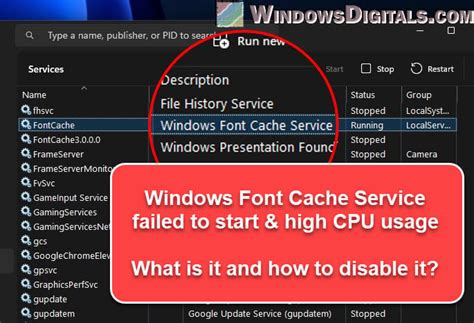Windows Font Cache Service Failed To Start And High CPU