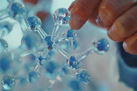 Premium Photo Scientist Doctor Hand Touches Virtual Molecular Structure In The Lab