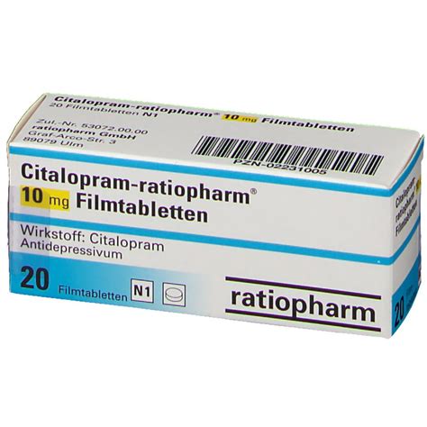 Citalopram Ratiopharm 10 Mg 20 St Mit Dem E Rezept Kaufen Shop Apotheke