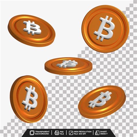 Premium Psd 3d Coin Set Of Bitcoin Orange With Different Point Of View