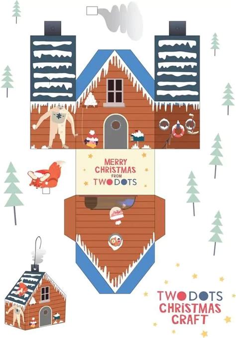 Домики из бумаги — шаблоны для вырезания Christmas Paper Crafts