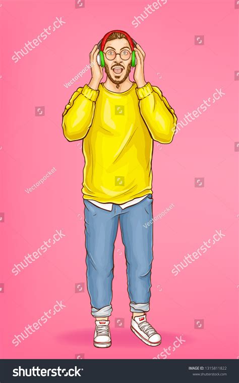 Surprised Music Lover Pop Art Vector Stock Vector Royalty Free