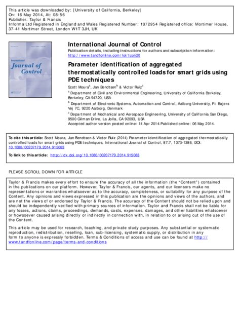 Pdf Parameter Identification Of Aggregated Thermostatically