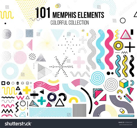 Mega Set Memphis Design Elements Template Stock Vector Royalty Free