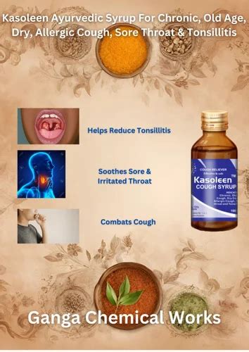 Kasoleen Ayurvedic Cough Sore Throat And Tonsillitis Syrup For