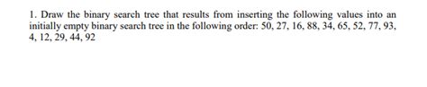 Solved Draw The Binary Search Tree That Results From Chegg