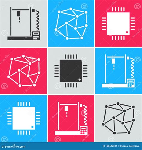 Set 3d Printer Neural Network And Processor With Microcircuits Cpu