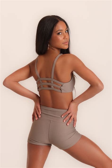Sand Beversatile Flex Short High Waisted Booty Shorts Beige