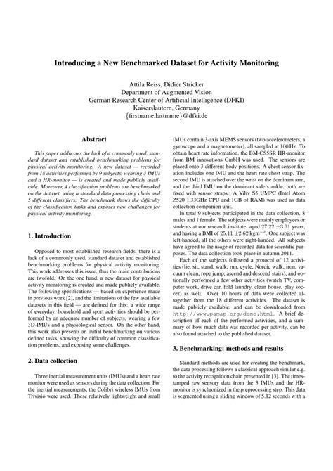 Pdf Introducing A New Benchmarked Dataset For Activity Monitoring