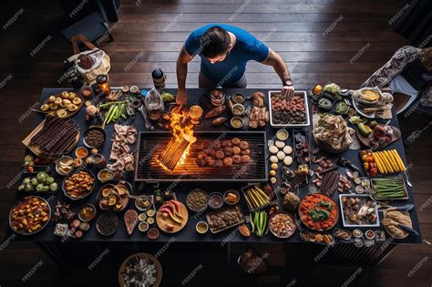 Premium Photo Overhead Shot Of A Bbq Birthday Bash With A Grillmaster
