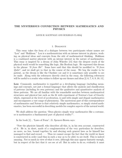 Pdf The Mysterious Connection Between Mathematics And Physics