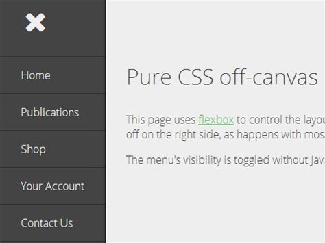 Creating A Pure Css Off Canvas Menu Using Flexbox Css Script